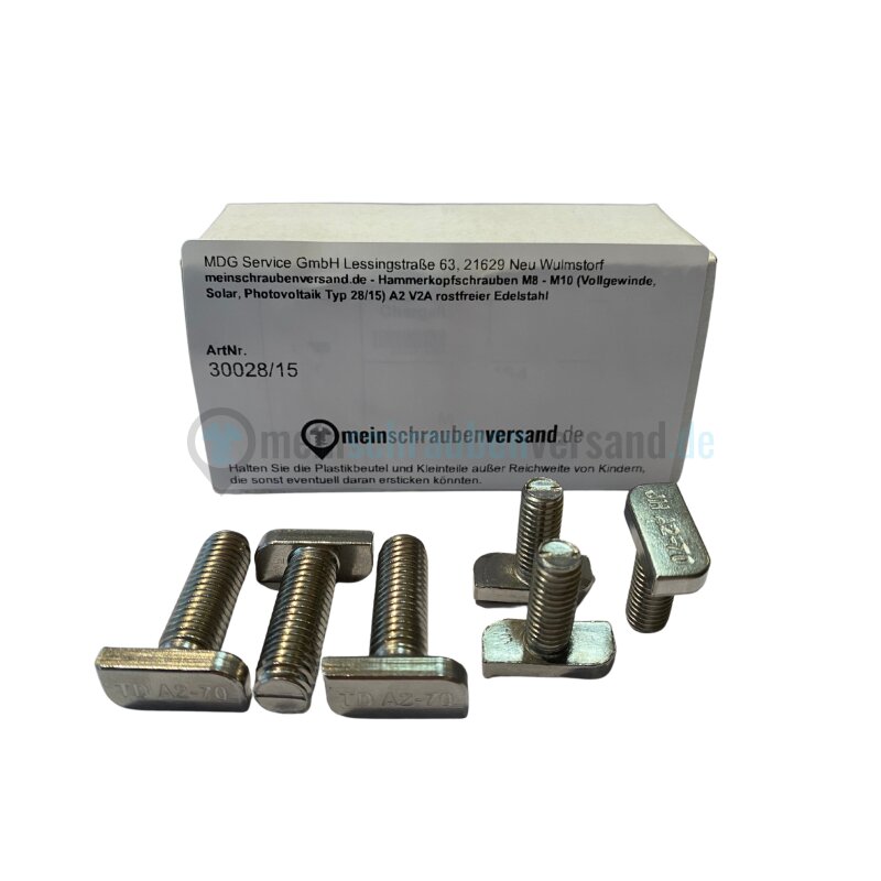 Hammerkopfschrauben M8 - M10 (Vollgewinde, Solar, Photovoltaik Typ 28 ...
